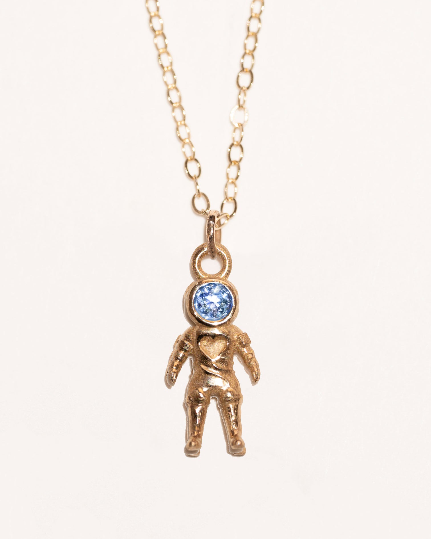 Artifact 00: BLUE MOON Ghost Astronaut Charm Necklace Blue Sapphire ...