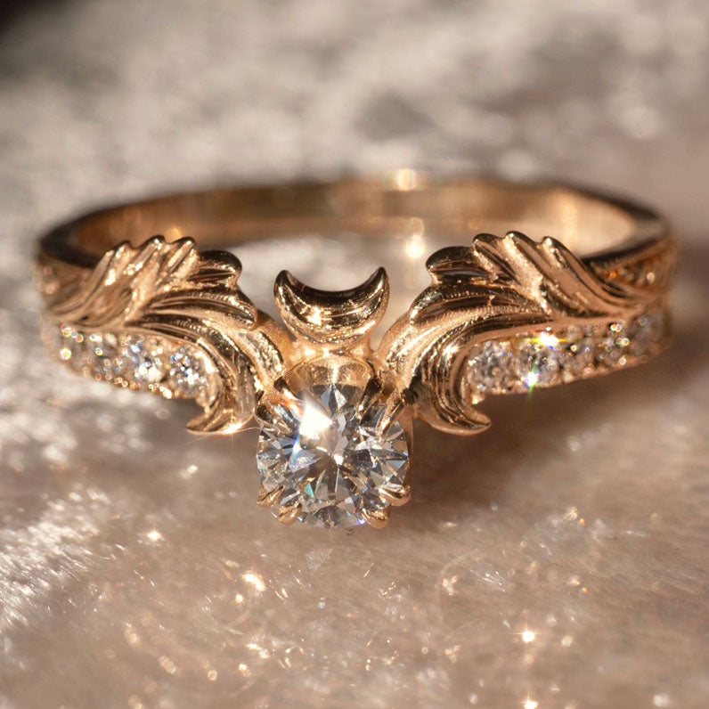 Phantom Guardian Diamond or Moissanite Moon Engagment Ring – Sermez.com