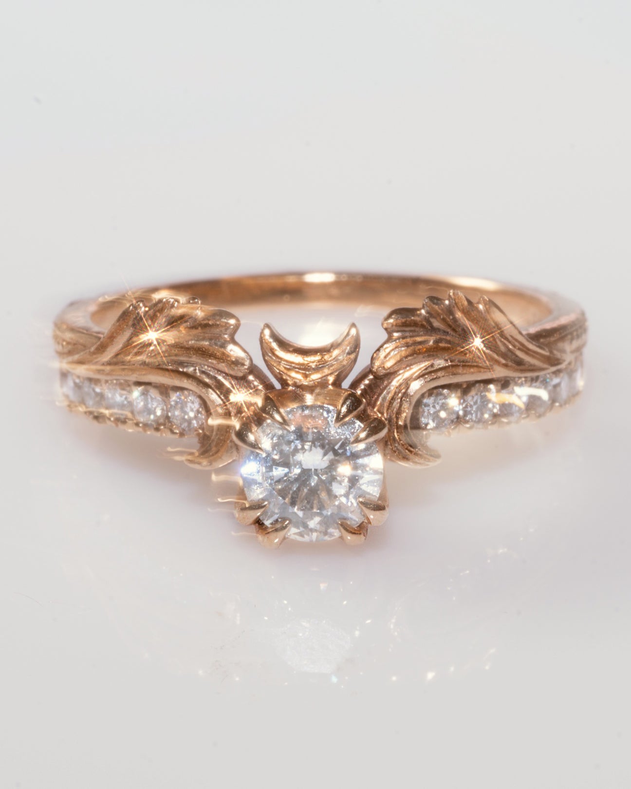 Phantom Guardian Diamond or Moissanite Moon Engagment Ring – Sermez.com