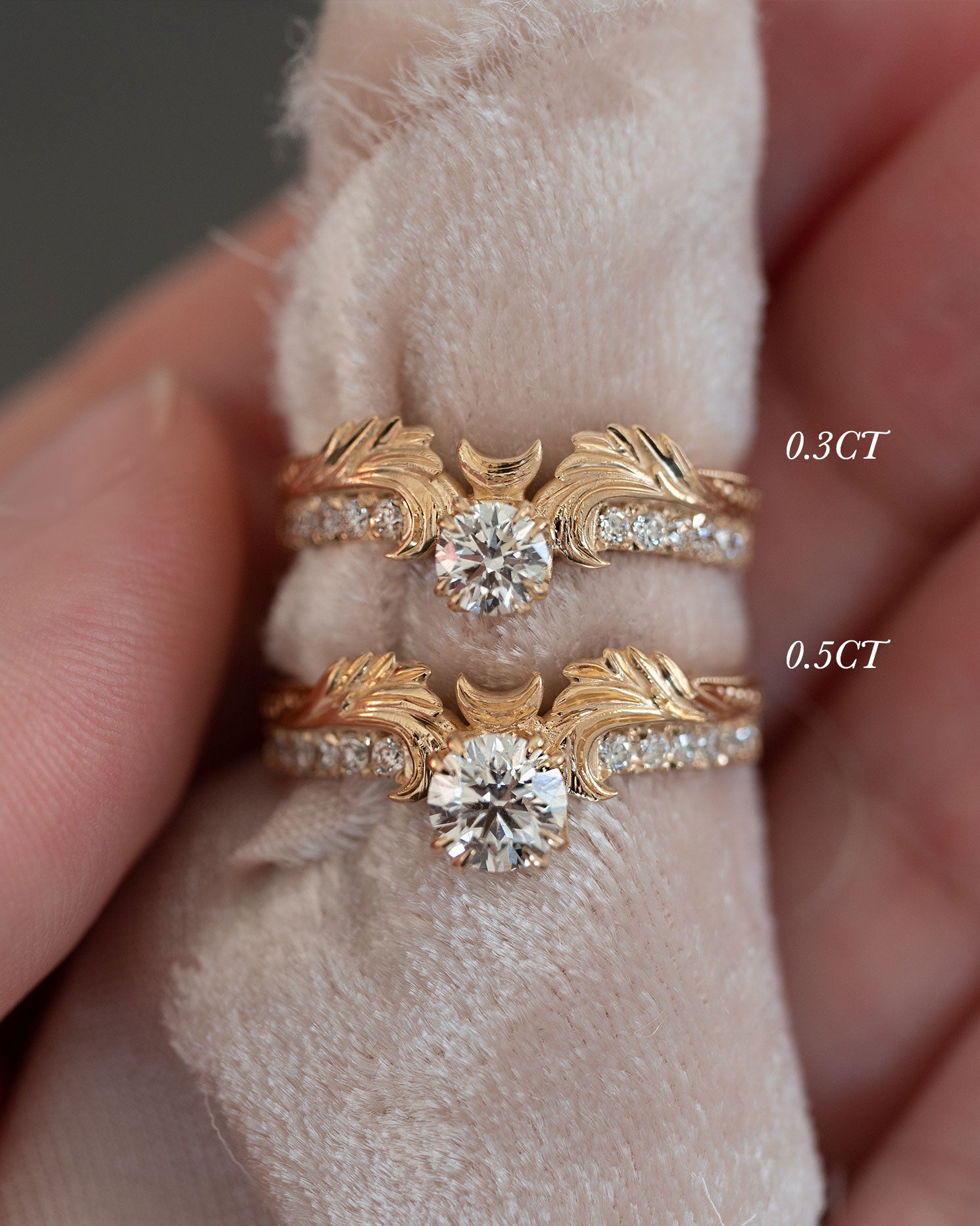 Phantom Guardian Diamond or Moissanite Moon Engagment Ring – Sermez.com